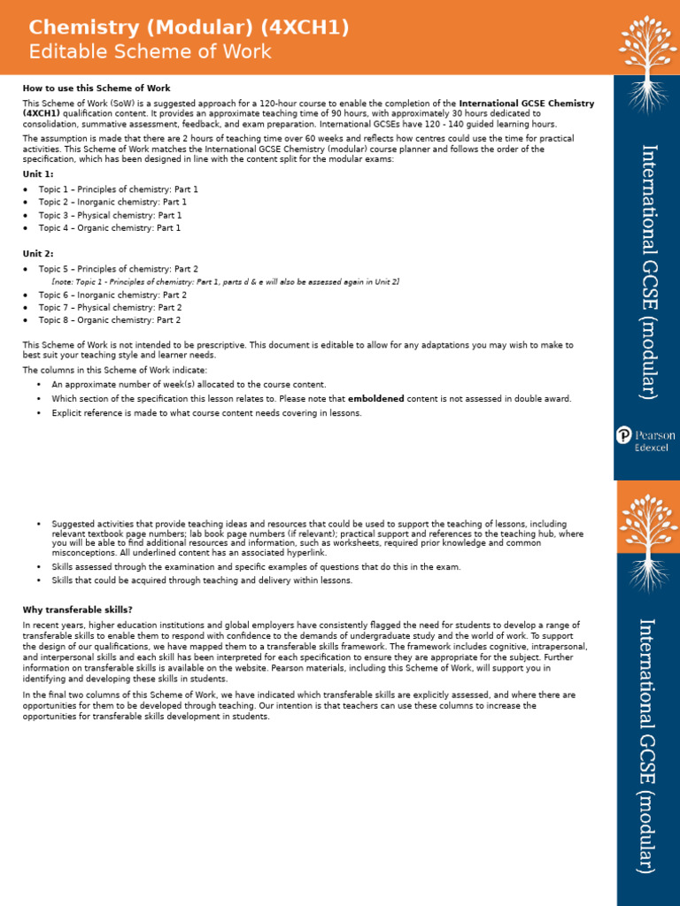 Editable International GCSE Chemistry SoW | PDF | Solubility | Learning