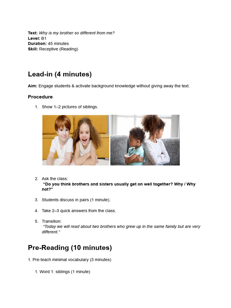 Reading Lesson Plan B1 | PDF | Learning | Cognition