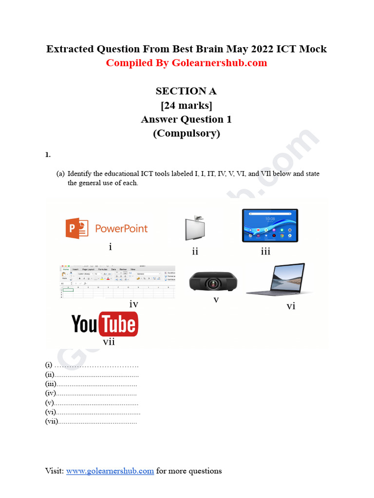 Best Brain May 2022 ICT Mock Questions PDF | PDF | Spreadsheet | Computing