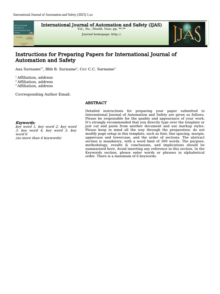 Paper Submission Guidelines for IJAS | PDF