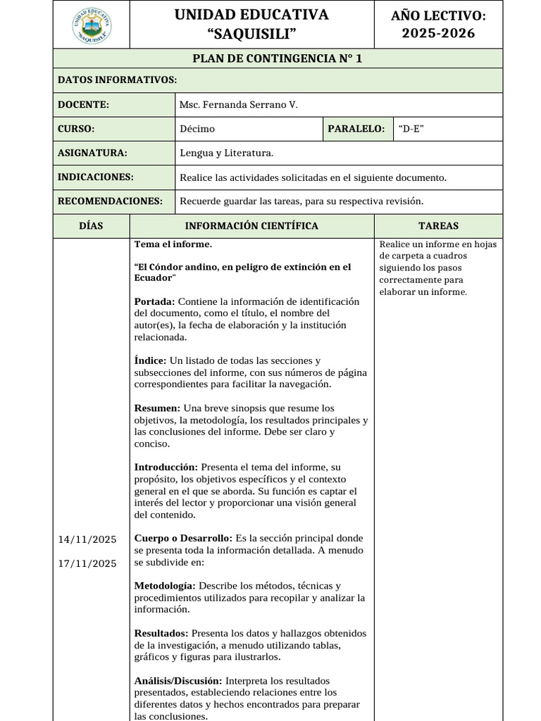 Informe sobre el Cóndor Andino 2025 | PDF
