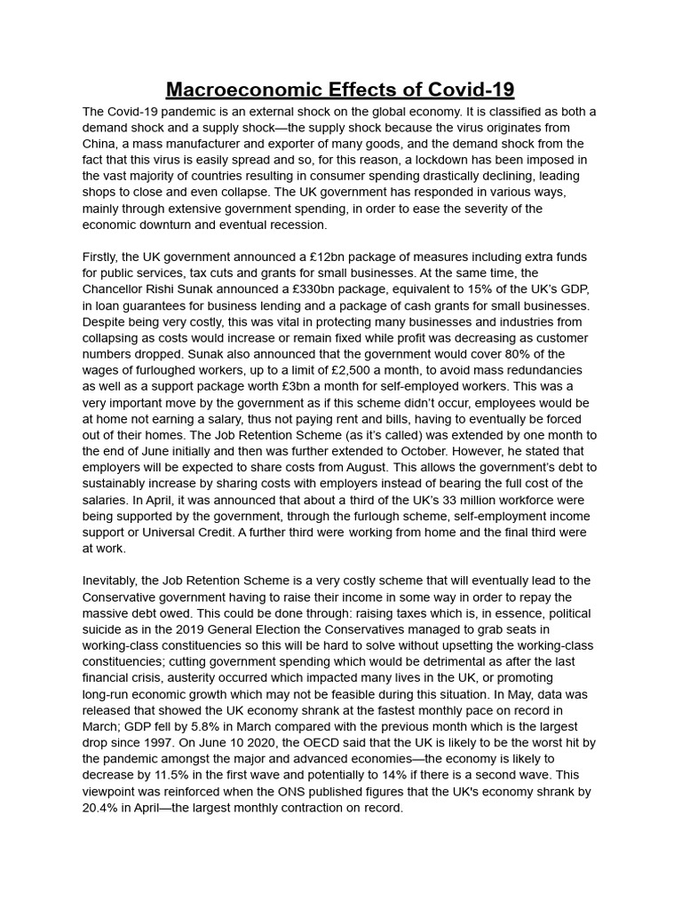 Covid 19 Macroeconomic Report | PDF
