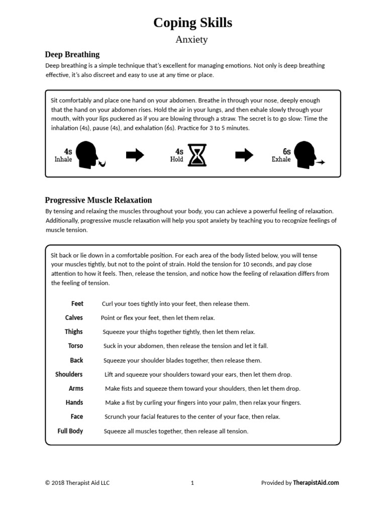 Coping Skills Anxiety. (1) . | PDF | Relaxation (Psychology) | Thought