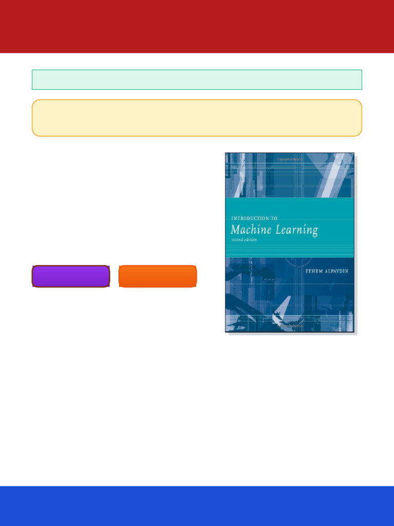Introduction To Machine Learning Second Edition Adaptive Computation and Machine Learning Ethem ...