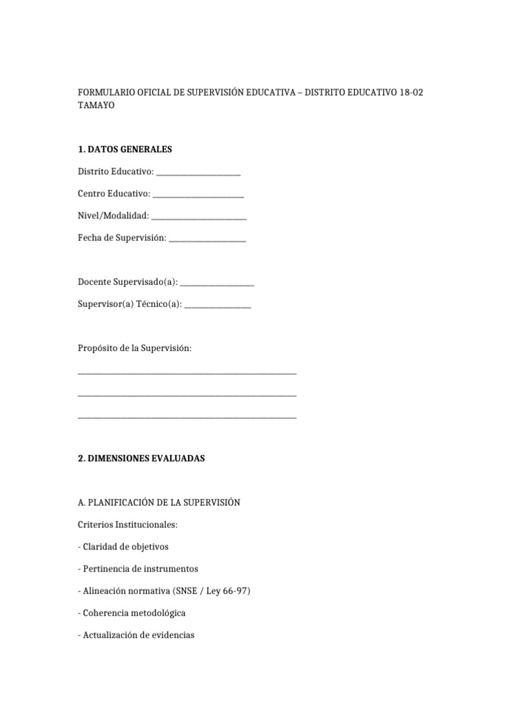 Formulario Supervisión Educativa 18-02 | PDF | Maestros | Aprendizaje