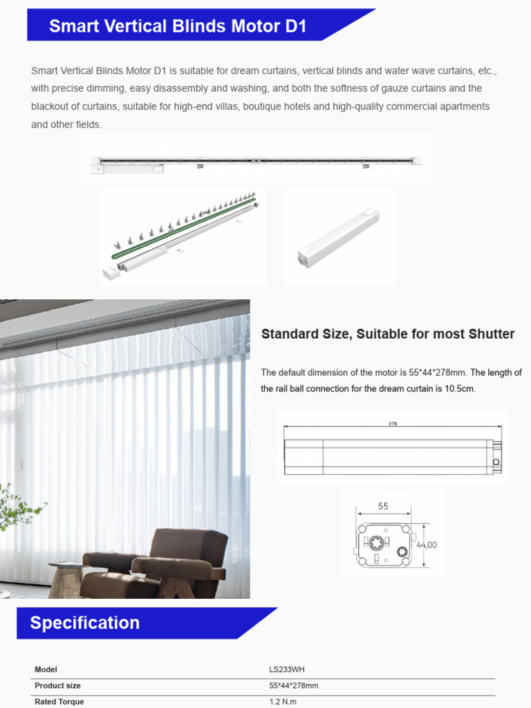 Smart Vertical Blinds Motor D1 | PDF