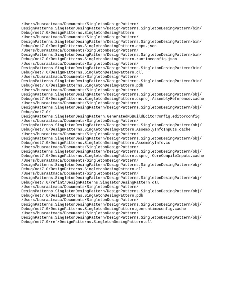 DesignPatterns.SingletonDesingPattern.csproj.FileListAbsolute | PDF