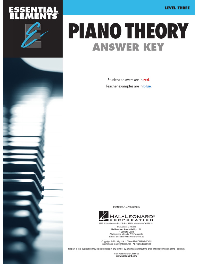 Level Three Piano Theory Essentials | PDF | Interval (Music) | Harmony