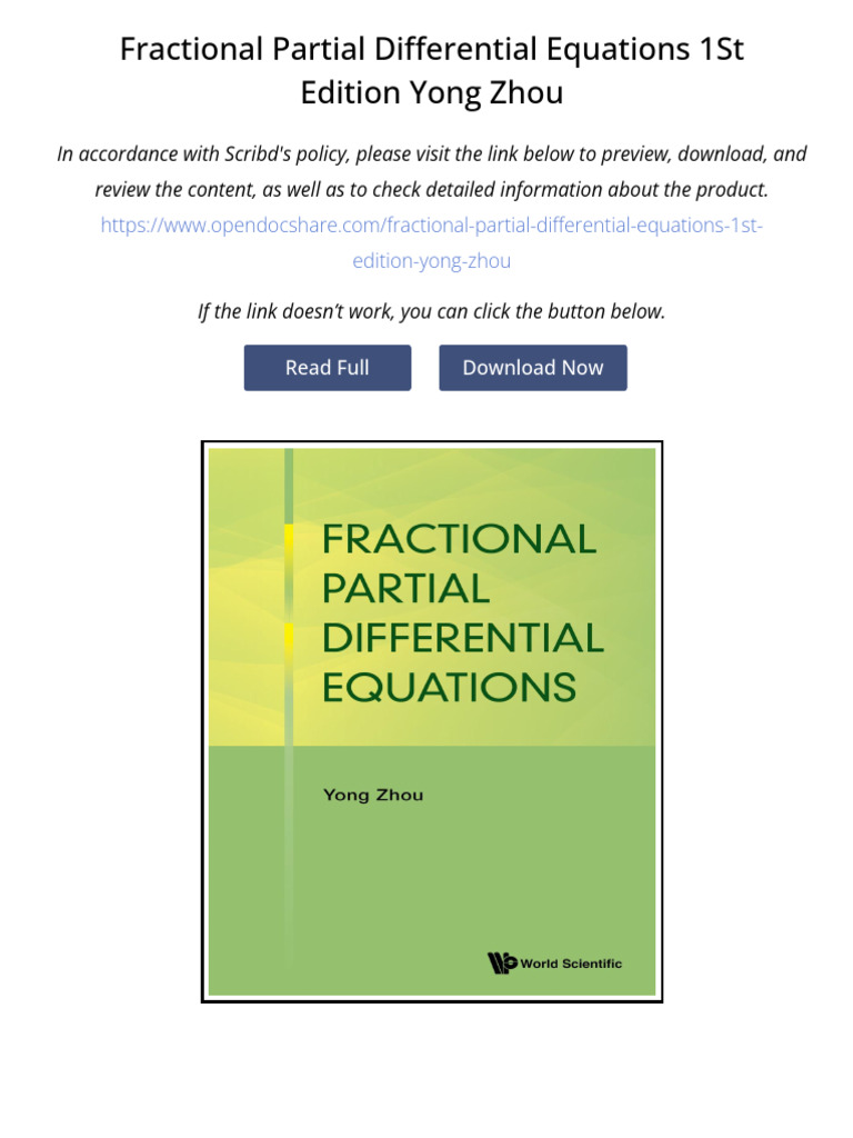 Fractional Partial Differential Equations 1st Edition Yong Zhou | PDF ...