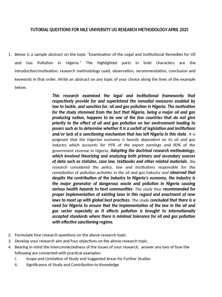 Research Methodology Tutorial for Nile University | PDF | Nigeria ...