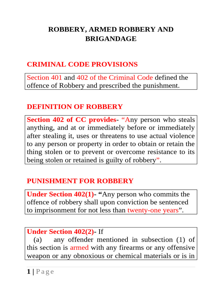 Understanding Robbery Laws and Penalties | PDF | Robbery | Theft