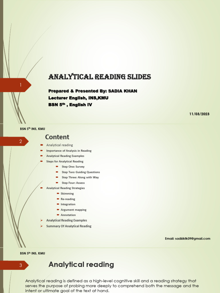 Analytical Reading BSN 5th | PDF | Reading Comprehension | Critical ...