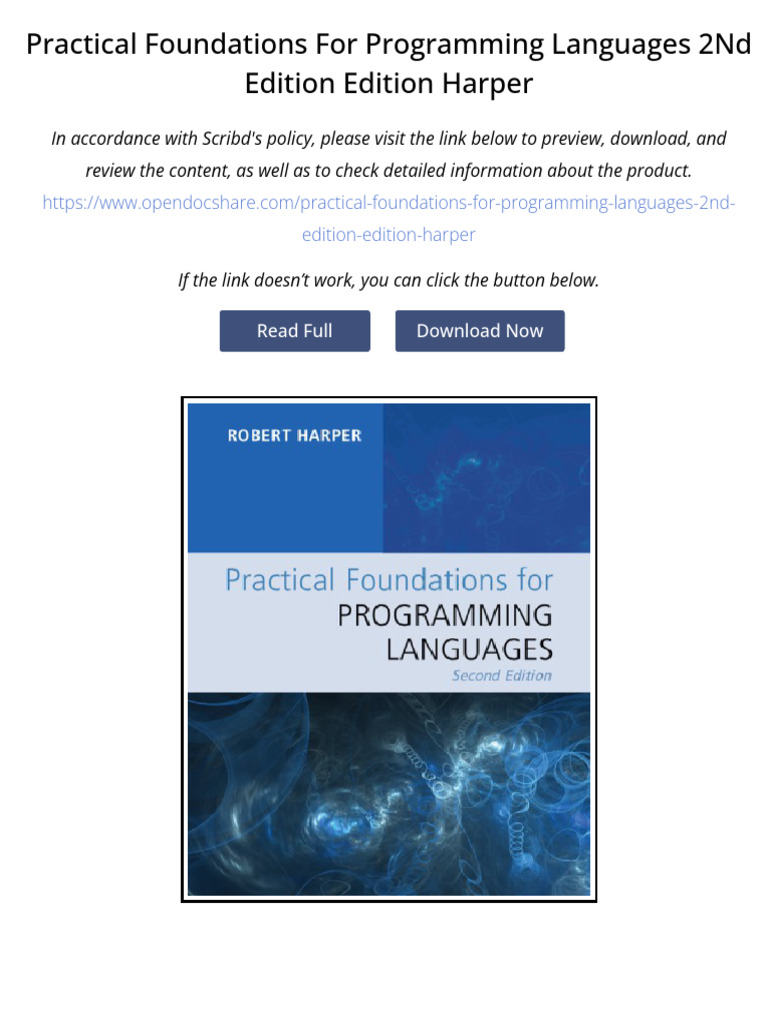 Practical foundations for programming languages 2nd edition Edition ...