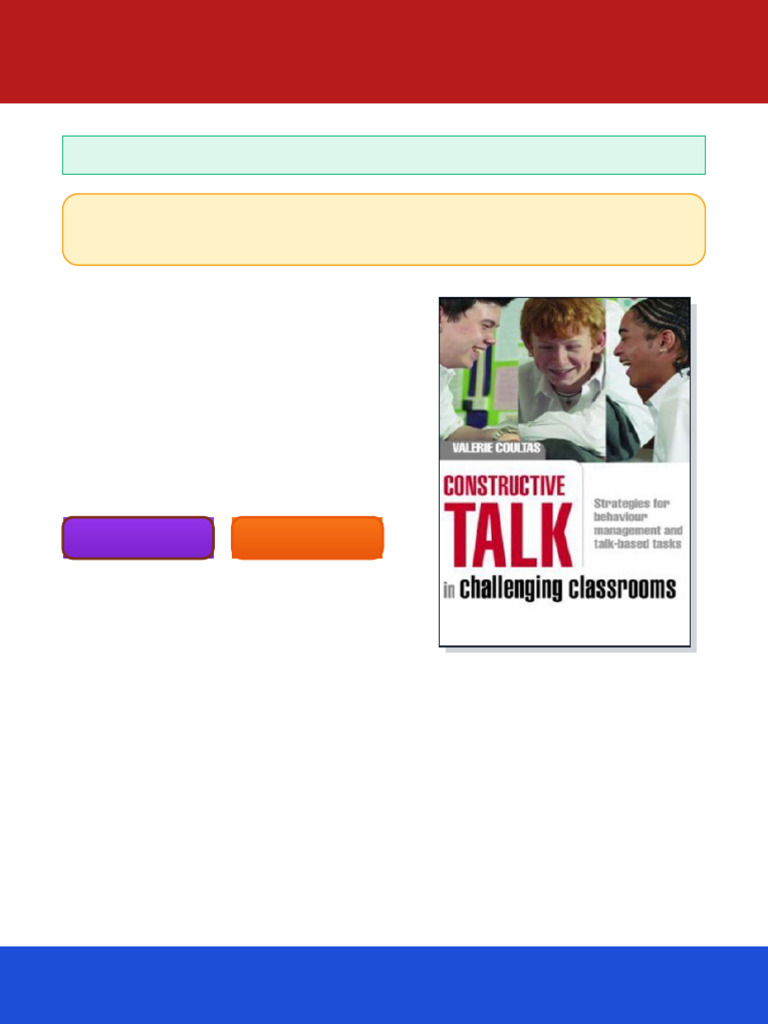 Constructive Talk in Challenging Classrooms Strategies for Behaviour ...