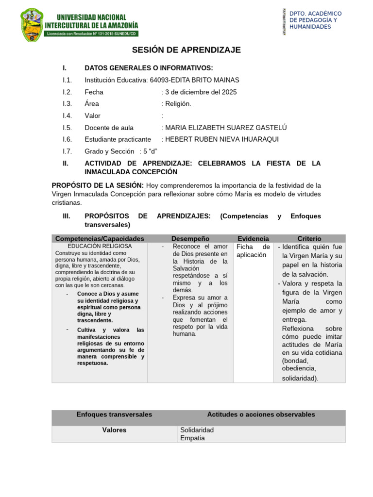 SES RELI MIER DIC | PDF | María, madre de Jesús | Amor