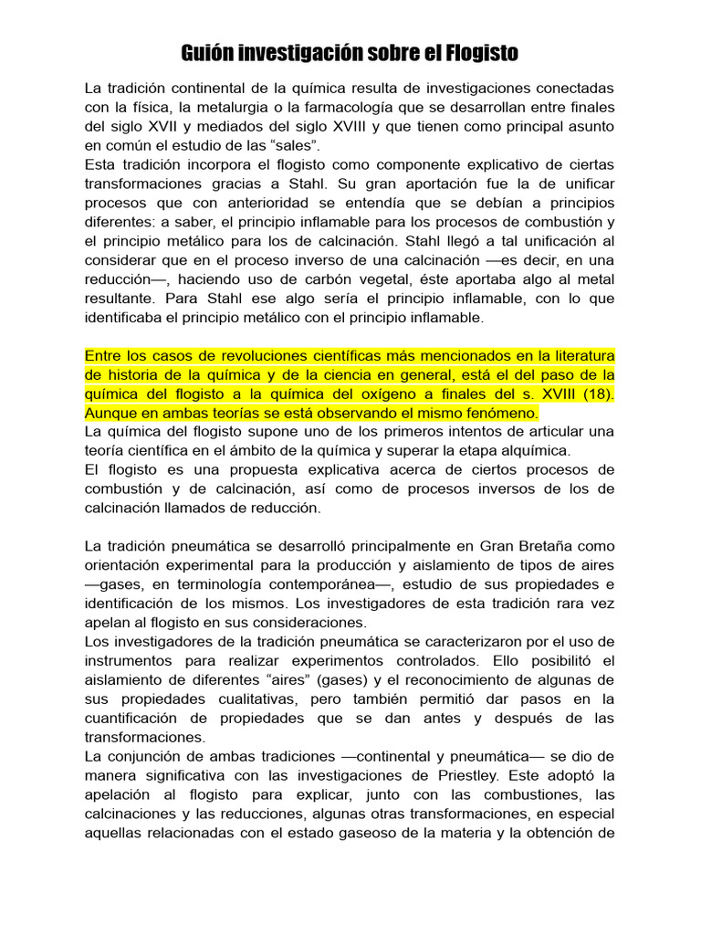 Flogiston | PDF | Química | Ciencias fisicas