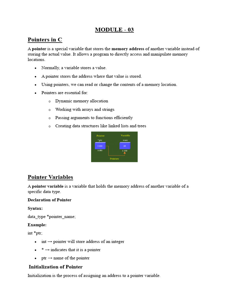 Pointer | PDF | Pointer (Computer Programming) | Computer Engineering