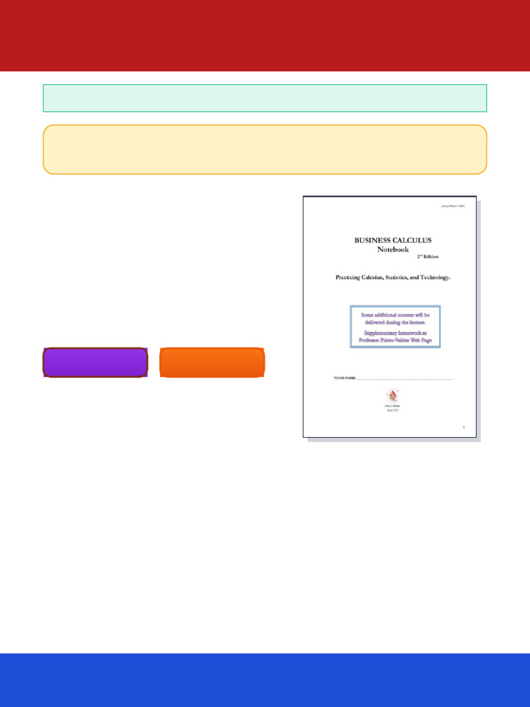 BUSINESS CALCULUS Notebook Practicing Calculus Statistics and Technology 2nd Edition Ebook 2025 ...