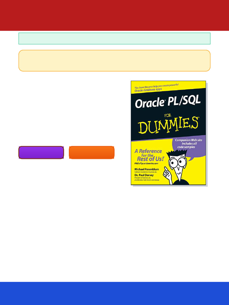 Oracle PL SQL For Dummies 1st Edition Michael Rosenblum Ebook Sample Available | PDF | Pl/Sql ...