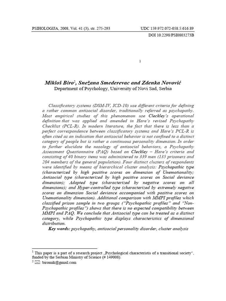 Antisocijalno Ponasanje | PDF | Psychopathy | Antisocial Personality ...