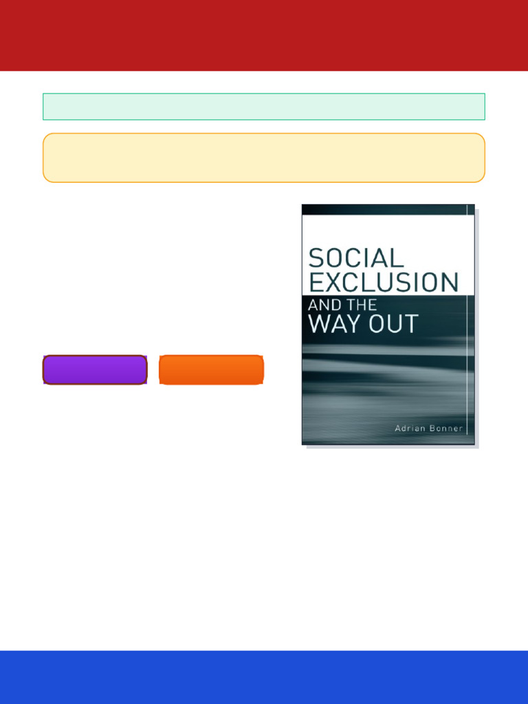 Social Exclusion and The Way Out An Individual and Community Response ...