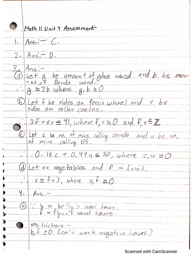 Linear Inequalities Assessment | PDF