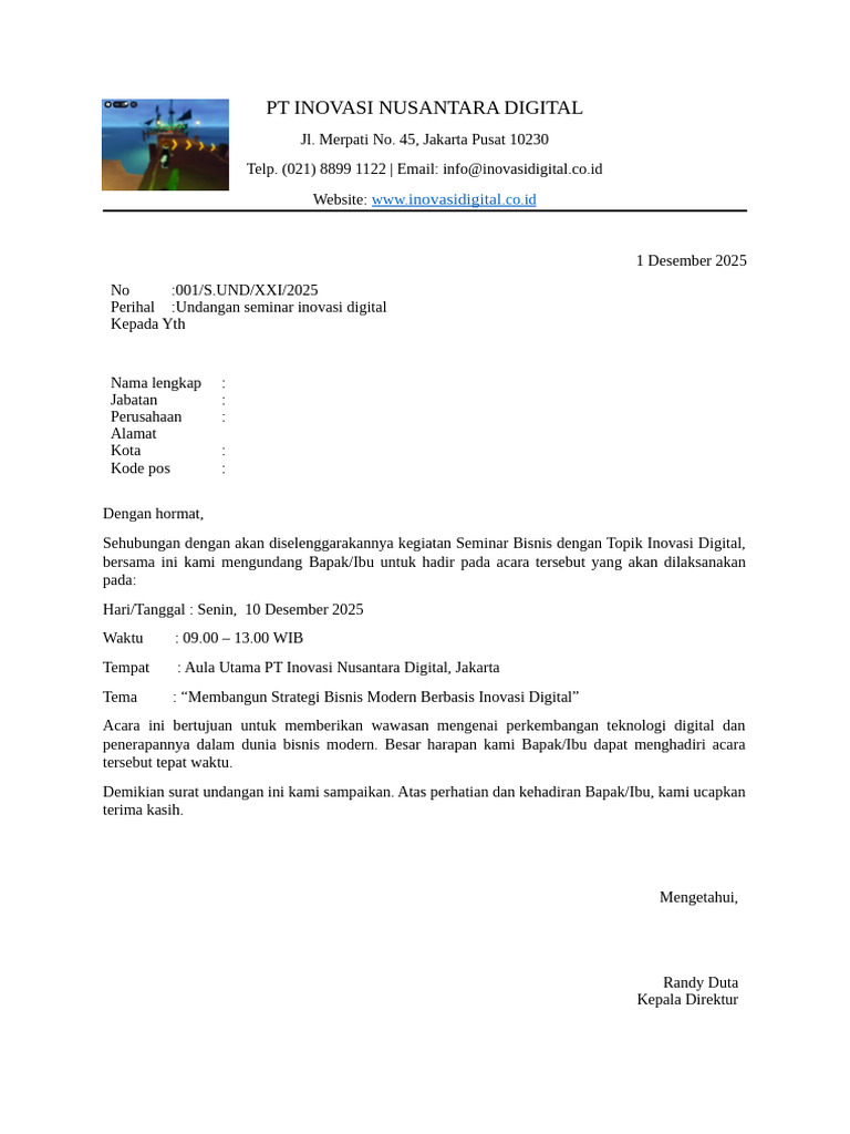 Template Surat Vip Randydutaa.xlsx | PDF