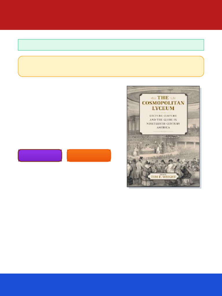 The Cosmopolitan Lyceum Lecture Culture and The Globe in Nineteenth ...