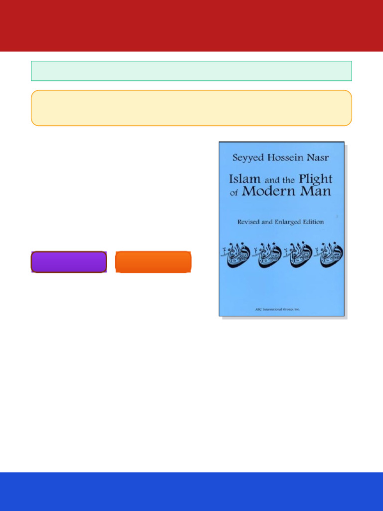 Islam and The Plight of Modern Man Revised and Enlarged Seyyed Hossein ...