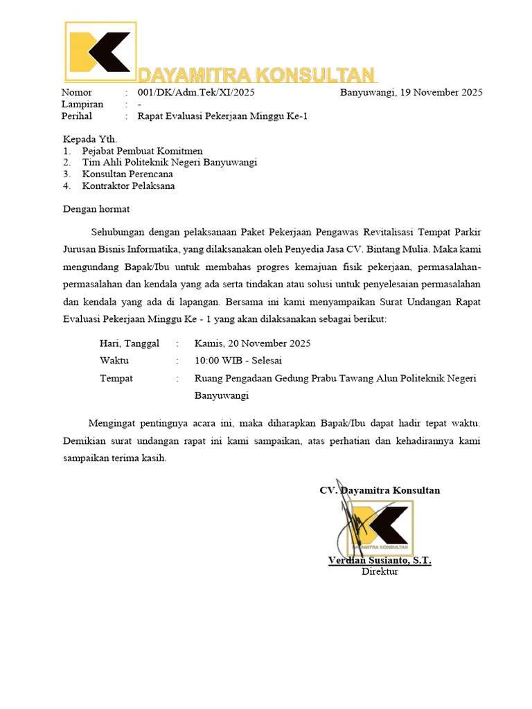 1. Surat Undangan Rapat MGG 1 | PDF