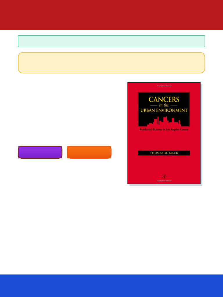 Cancers in The Urban Environment 1st Edition Thomas M. Mack Ebook ...