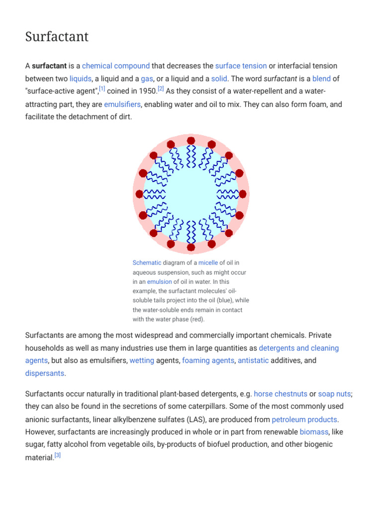 Surfactant - Wikipedia | PDF | Surfactant | Chemical Substances