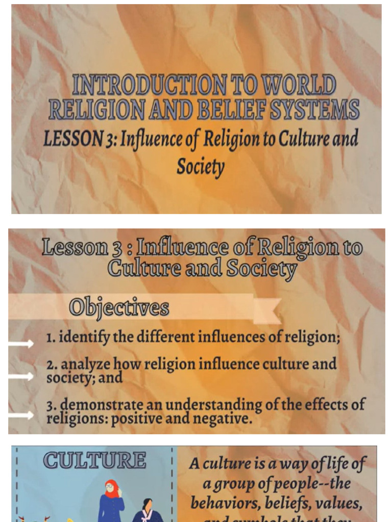 Itwrbs Influences of Religion to Culture and Society | PDF