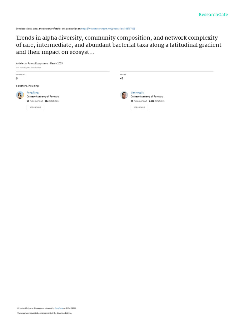 Trendsinalphadiversitycommunitycompositionandnetworkcomplexityofrareint ...