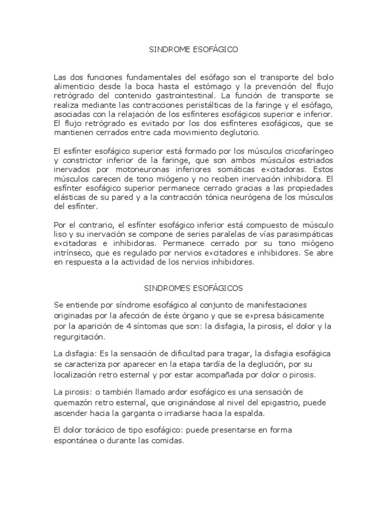 Síndrome Esofágico: Diagnóstico y Tratamiento | PDF | La enfermedad por ...