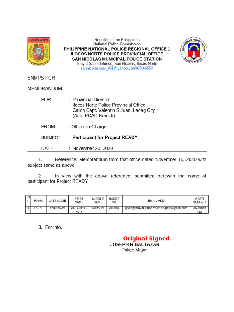 Project READY Participant Submission | PDF
