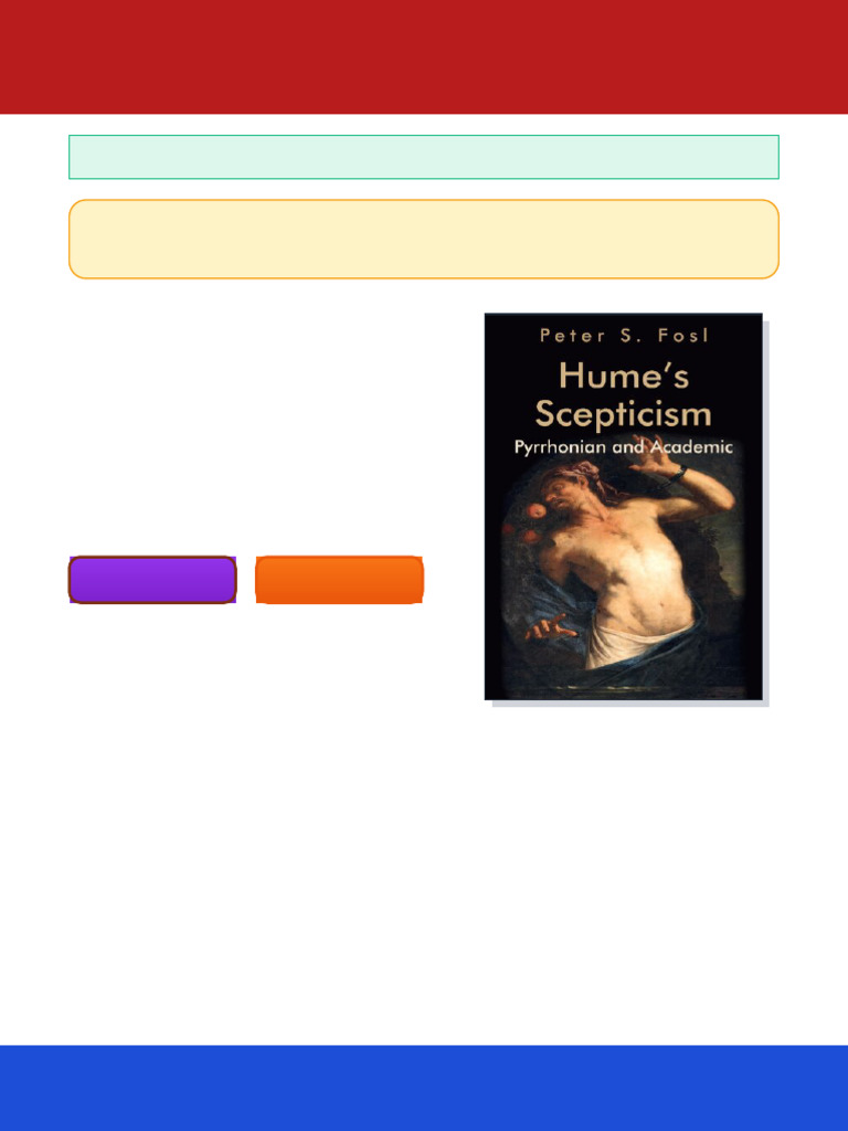 Hume S Scepticism Pyrrhonian and Academic 1st Edition Peter S. Fosl ...