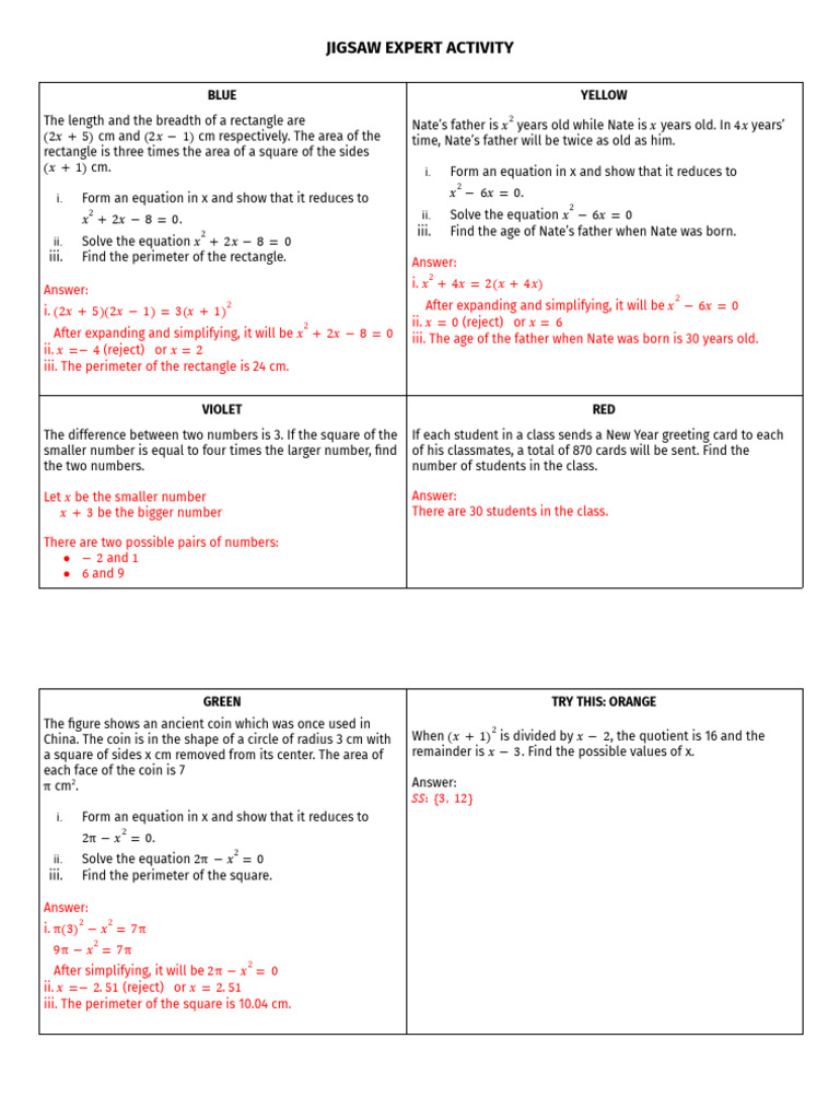 Rectangle and Age Problem Solving | PDF | Area | Mathematical Concepts