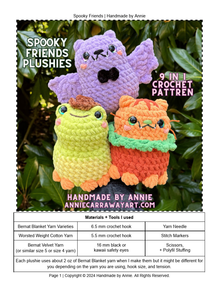 Spooky Friends Plushies Crochet Pattern by Handmade by Annie | PDF ...