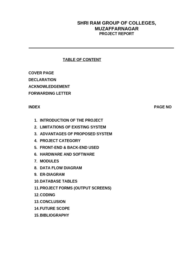 Project Report for MCA at SRGC | PDF | Paragraph | Written Communication