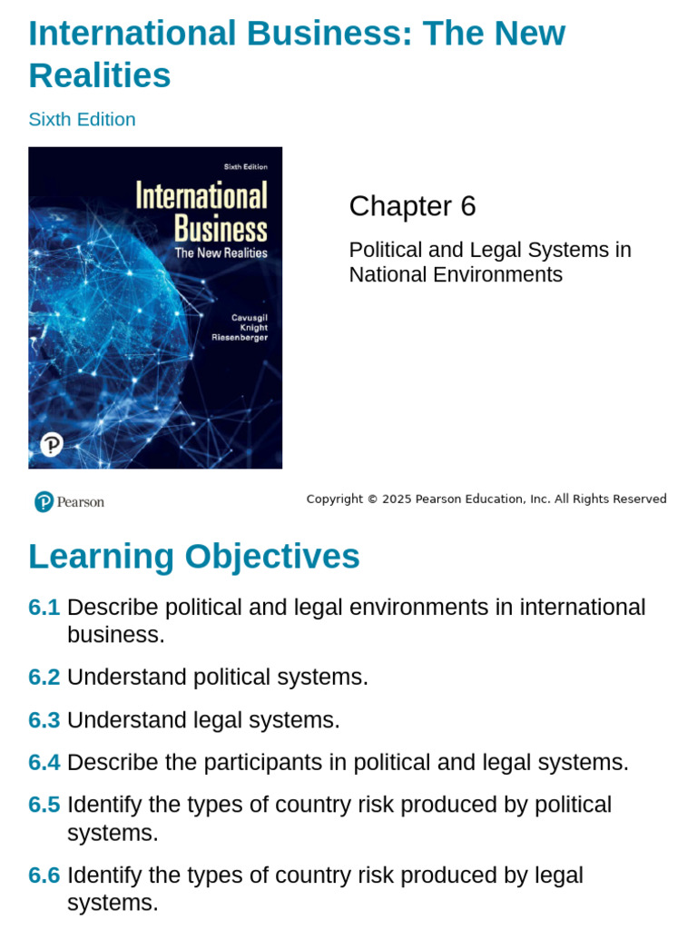 Week 4 - CH 06 - Political and Legal Systems in National Environments ...