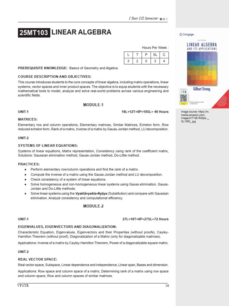 Linear Algebra Course Overview and Skills | PDF | Matrix (Mathematics ...