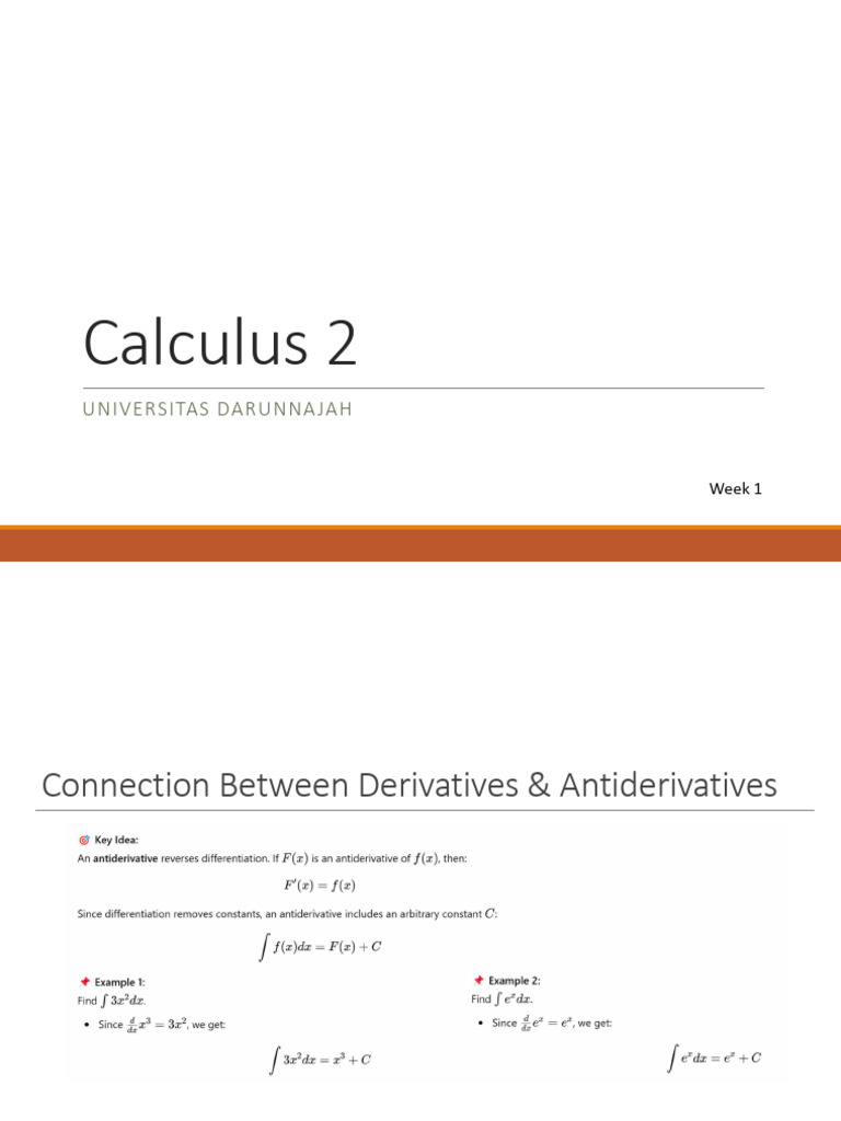 Calculus 2 Week 1 | PDF