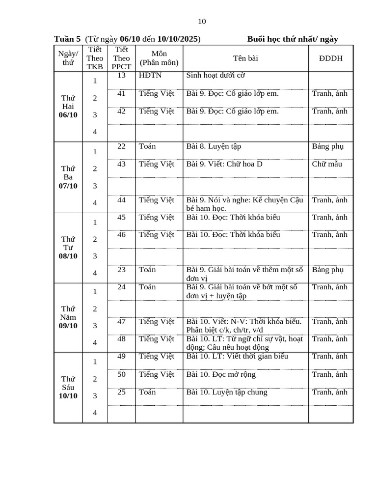LBG Lớp 2B Tuần 5 và 6 | PDF