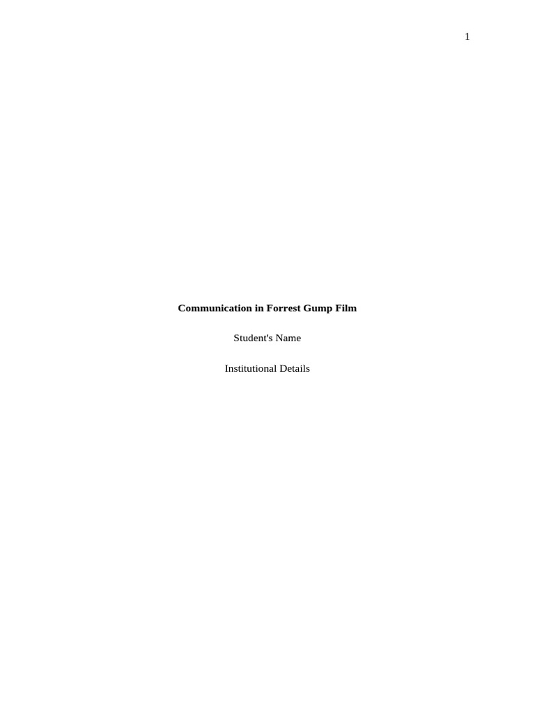 Communication Analysis in Forrest Gump | PDF | Psychological Concepts ...