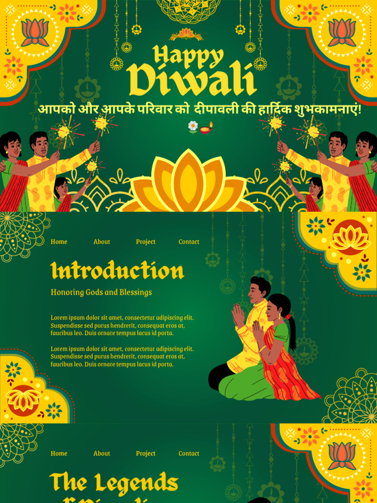 Green and Yellow Illustrative Happy Diwali Presentation | PDF | Hindu ...