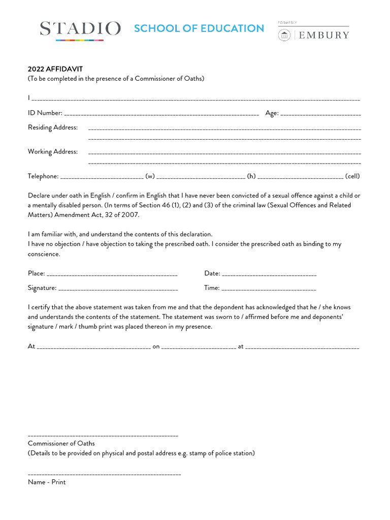 2022 - Student Affidavit | PDF