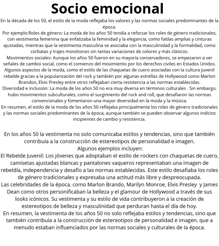 Moda de los 50: Roles y Estereotipos Sociales | PDF | Moda