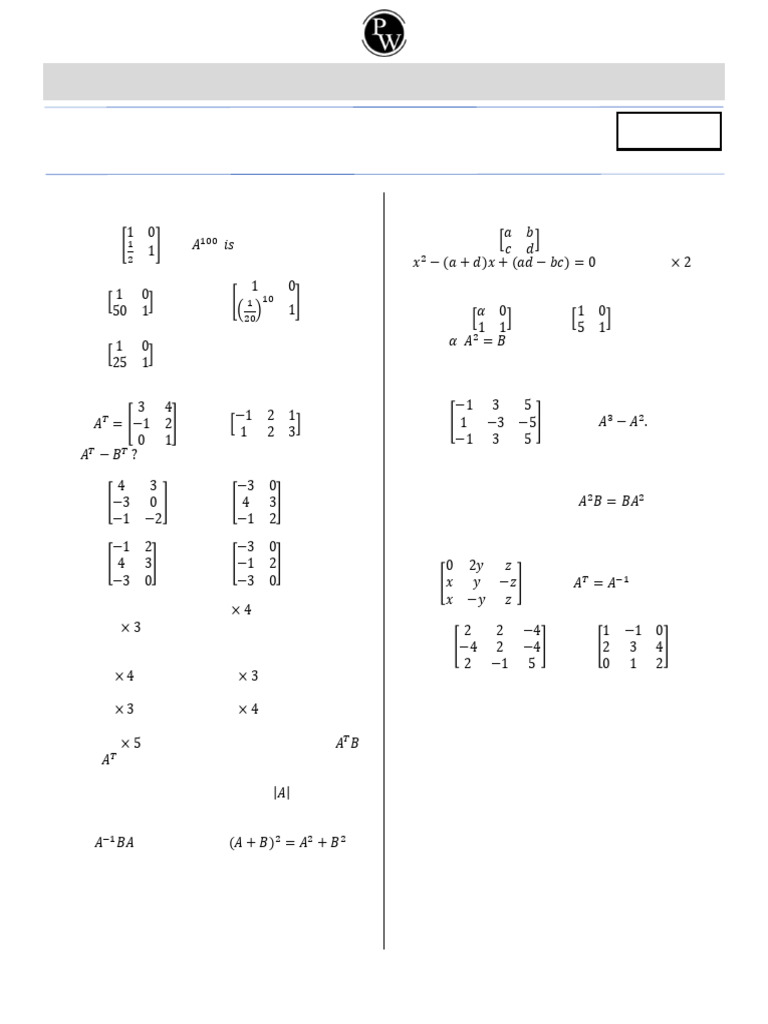 693029019cdcbcafde0f2f5d - ## - Matrices - DPP 03 (Of Lec 04) - Board Booster Odia 12th 2026 ...
