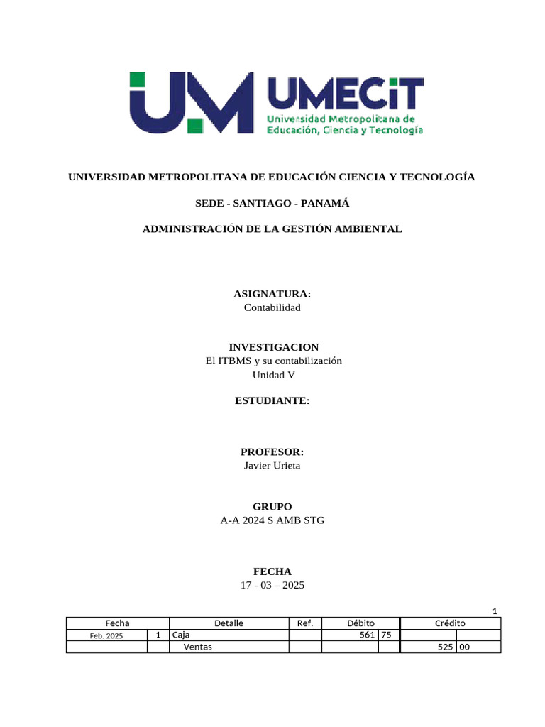 El ITBMS y Su Contabilización 1 | PDF | Economias | Bancario